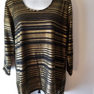 Cato | Tops | Cato M Black Gold Top Nwt | Poshmark